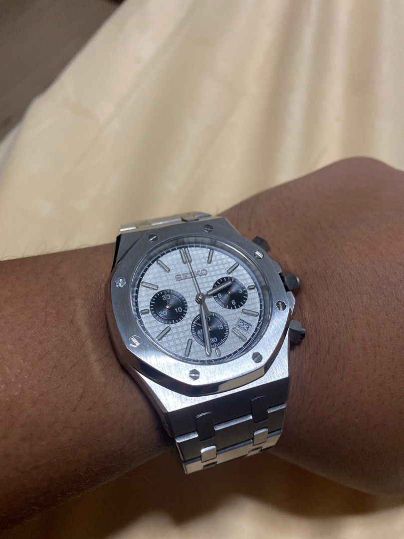 Seiko AP Chronograph Mod Audemars Piguet White Dial Royal Oak ...