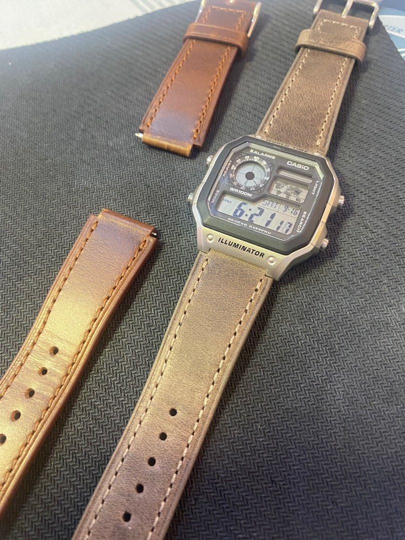 Vario Leather Straps for Casio AE1200, Luxury, Watches on Carousell